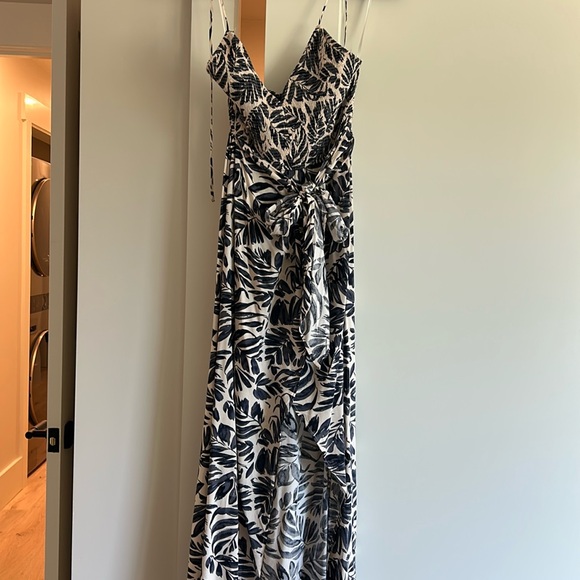 Aakaa | Dresses | Aakaa Tropical Halter Style Maxi Dress Blue And Cream ...